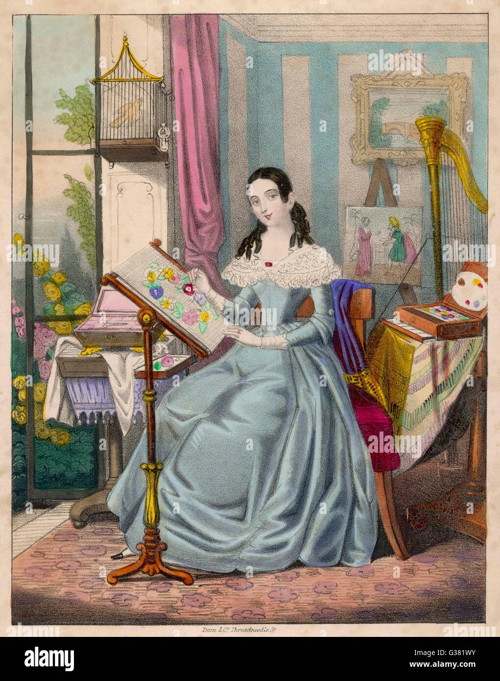 Woman Doing Tapestry Stock Photo - Alamy