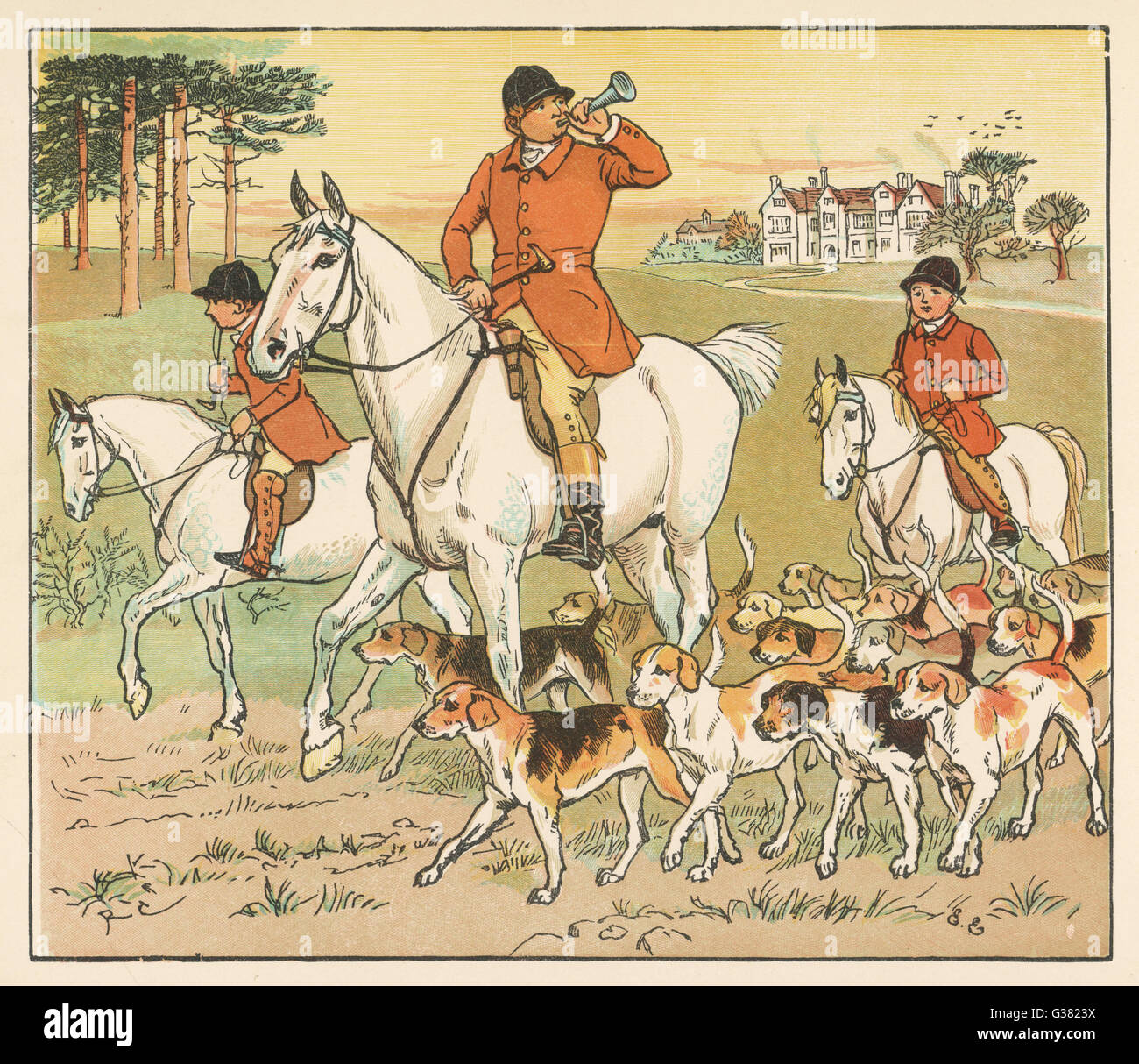 Fox hunt huntsman blowing horn hi-res stock photography and images - Alamy