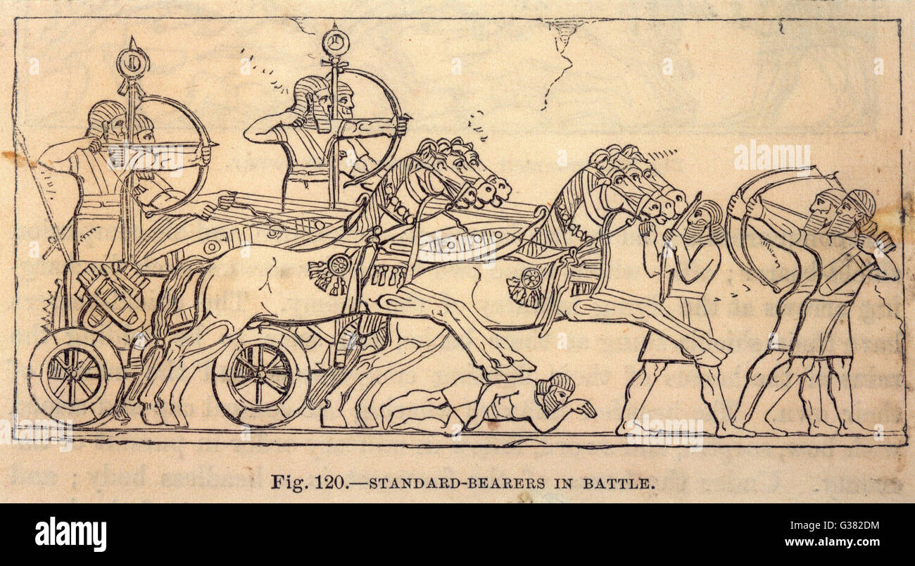 Assyrian Battle scene with Standard Bearers Stock Photo - Alamy