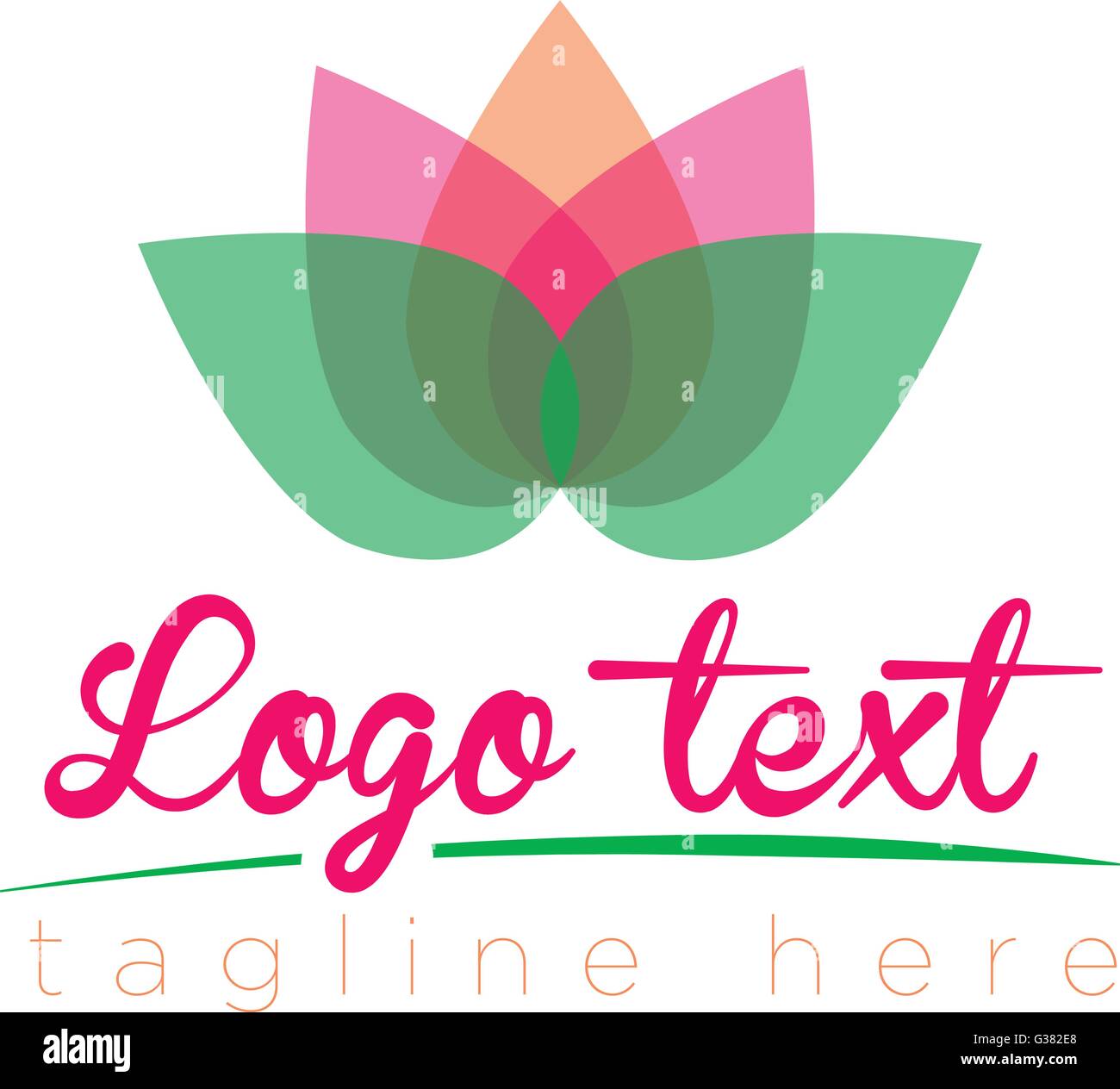 Yoga flower vector logo with green and pink colors Stock Vector Image ...