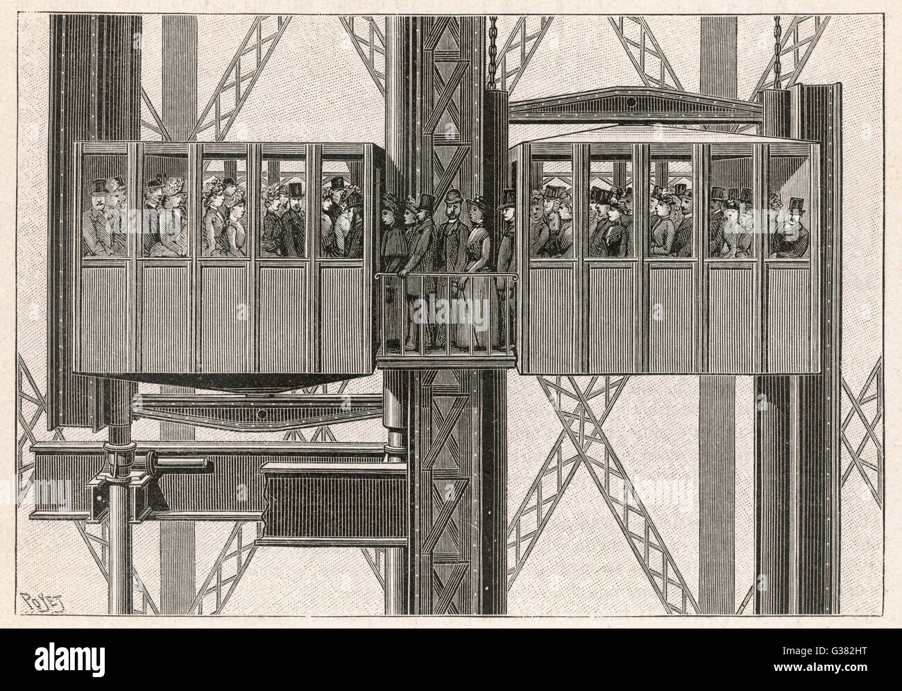 Eiffel tower lift hi-res stock photography and images - Alamy