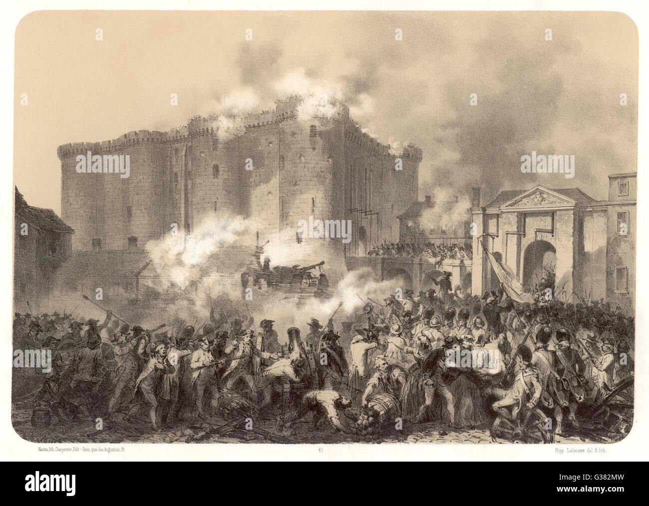 The mob charging the prison in Paris, France Date: 14 July 1789 Stock ...