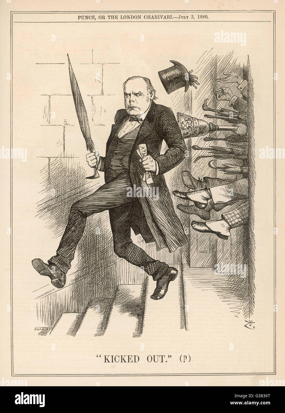 Cartoon, Kicked Out (?) - Charles Bradlaugh Stock Photo - Alamy