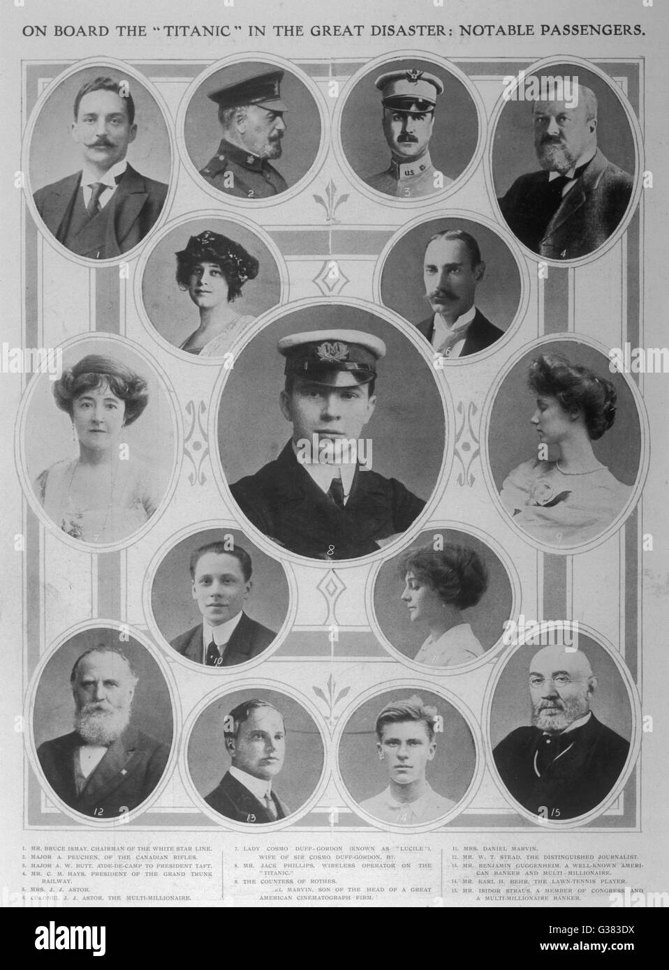 Notable passengers aboard the Titanic, including Bruce Ismay, Colonel ...