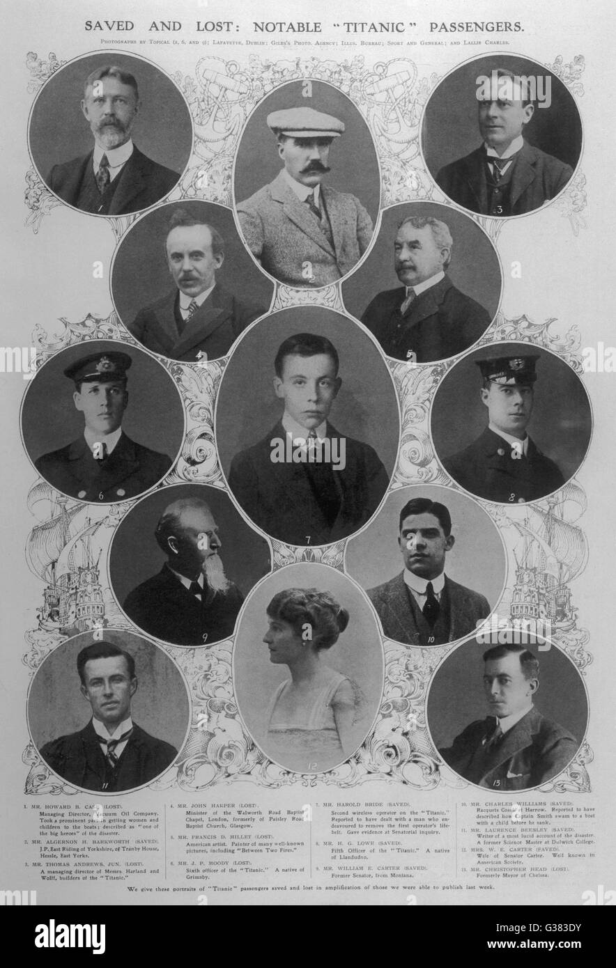 Titanic passengers showing who was lost or saved Stock Photo - Alamy