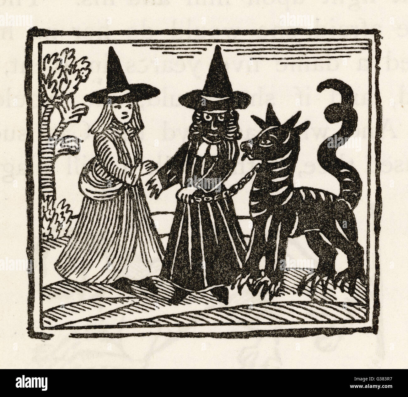 WITCHES AND A FAMILIAR Stock Photo - Alamy