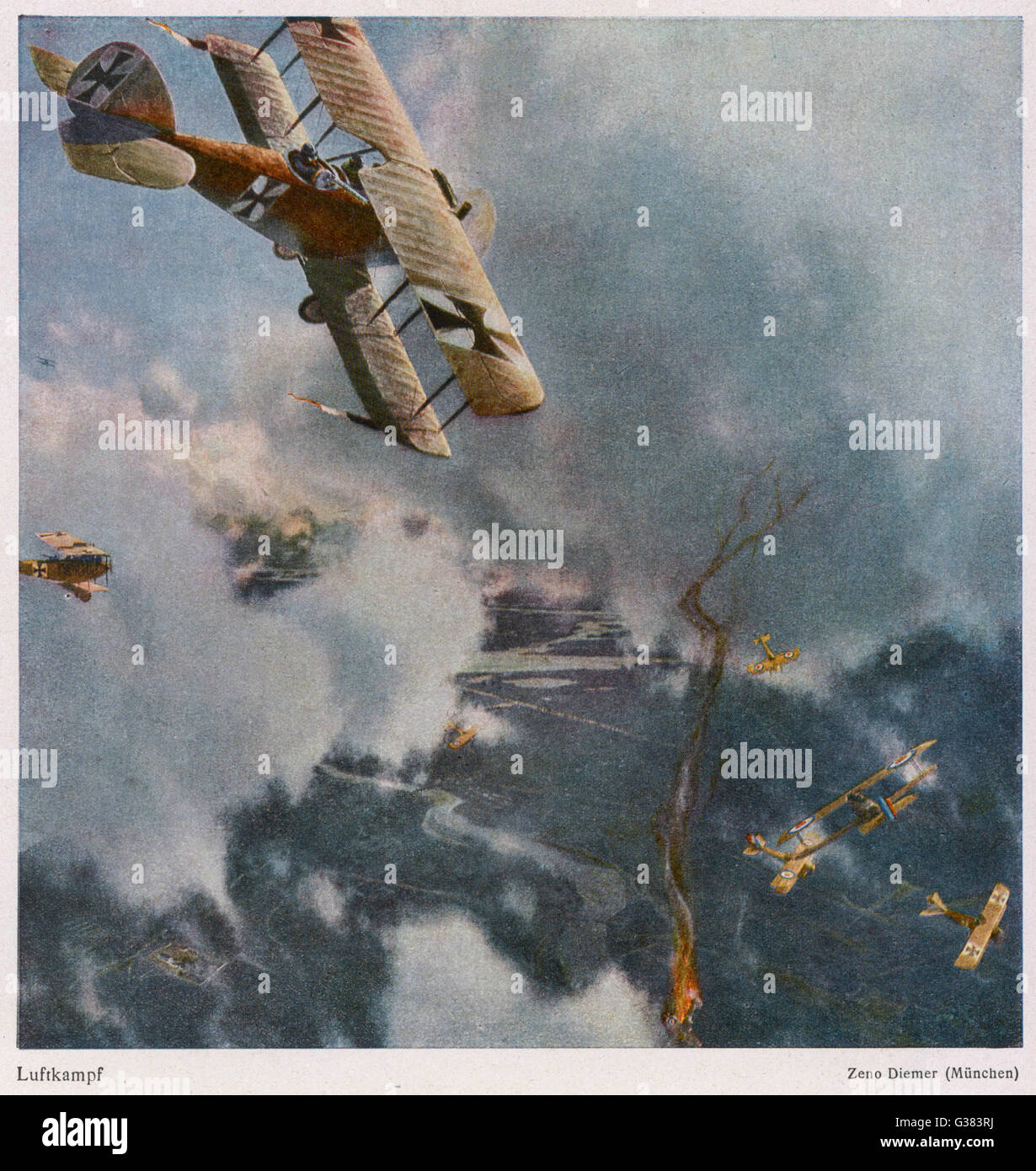 WWI - 1918 - Air - Dog Fight Stock Photo - Alamy