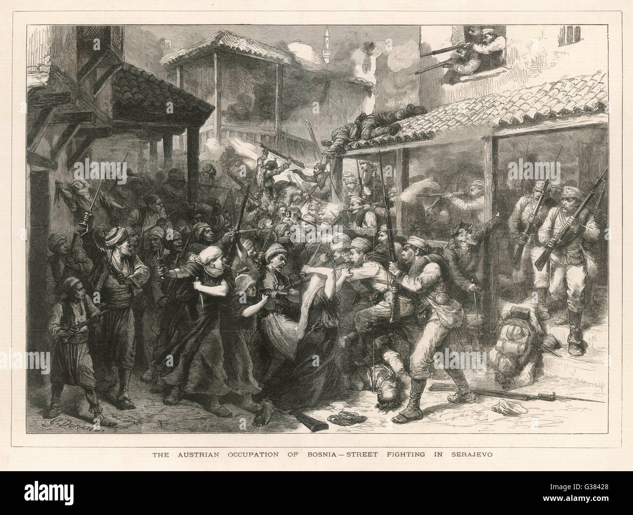 The Austrian occupation of Bosnia leads to fighting in the streets of ...