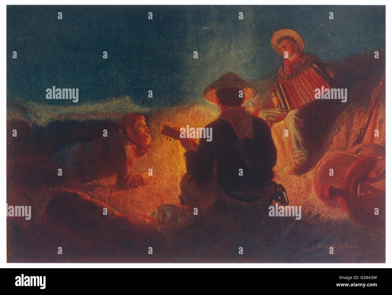 SINGING ROUND CAMP FIRE Stock Photo - Alamy