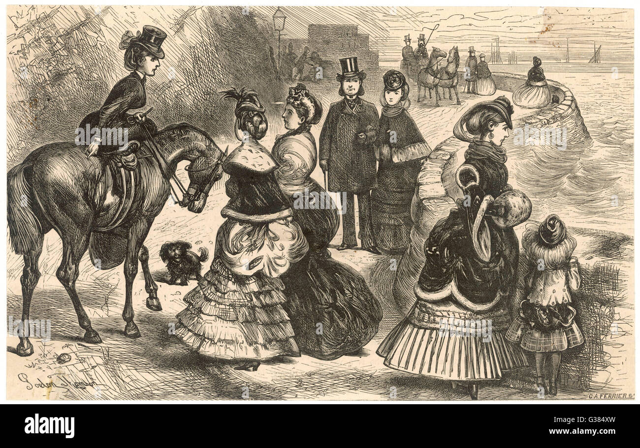 Victorian promenading along the sea front at Torquay Stock Photo - Alamy