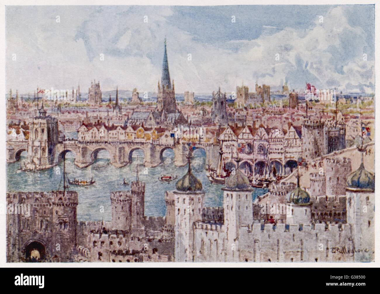 LONDON BRIDGE 1386 Stock Photo - Alamy