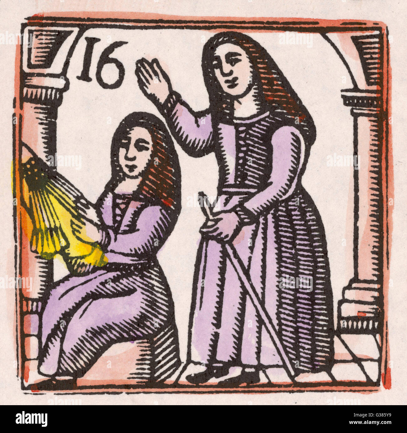 17th century Lace Making - Woodcut Stock Photo - Alamy