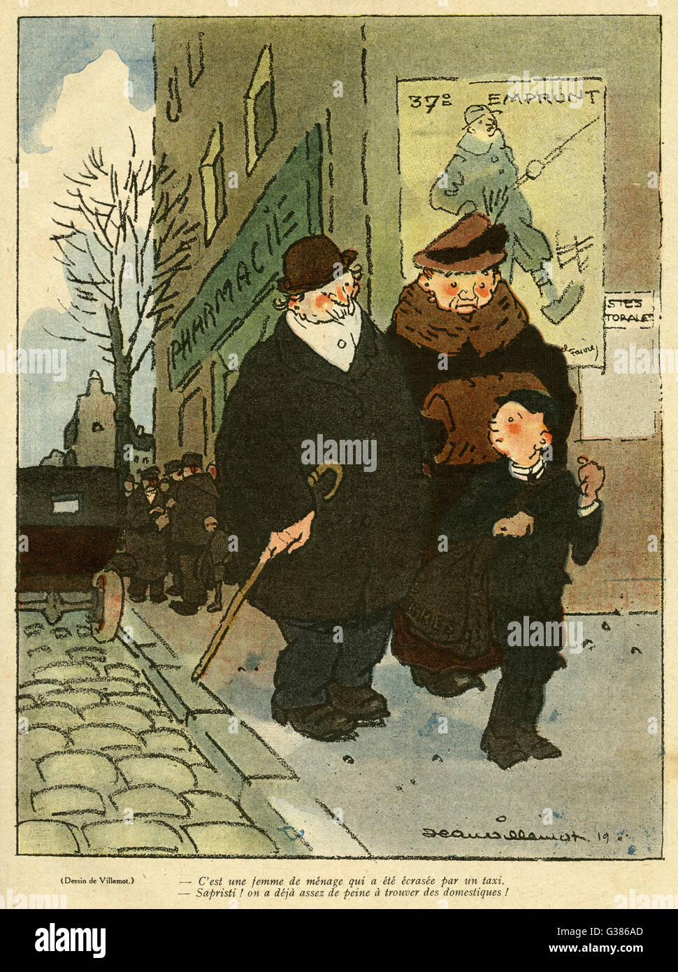 Cartoon, Walking past an accident Stock Photo - Alamy