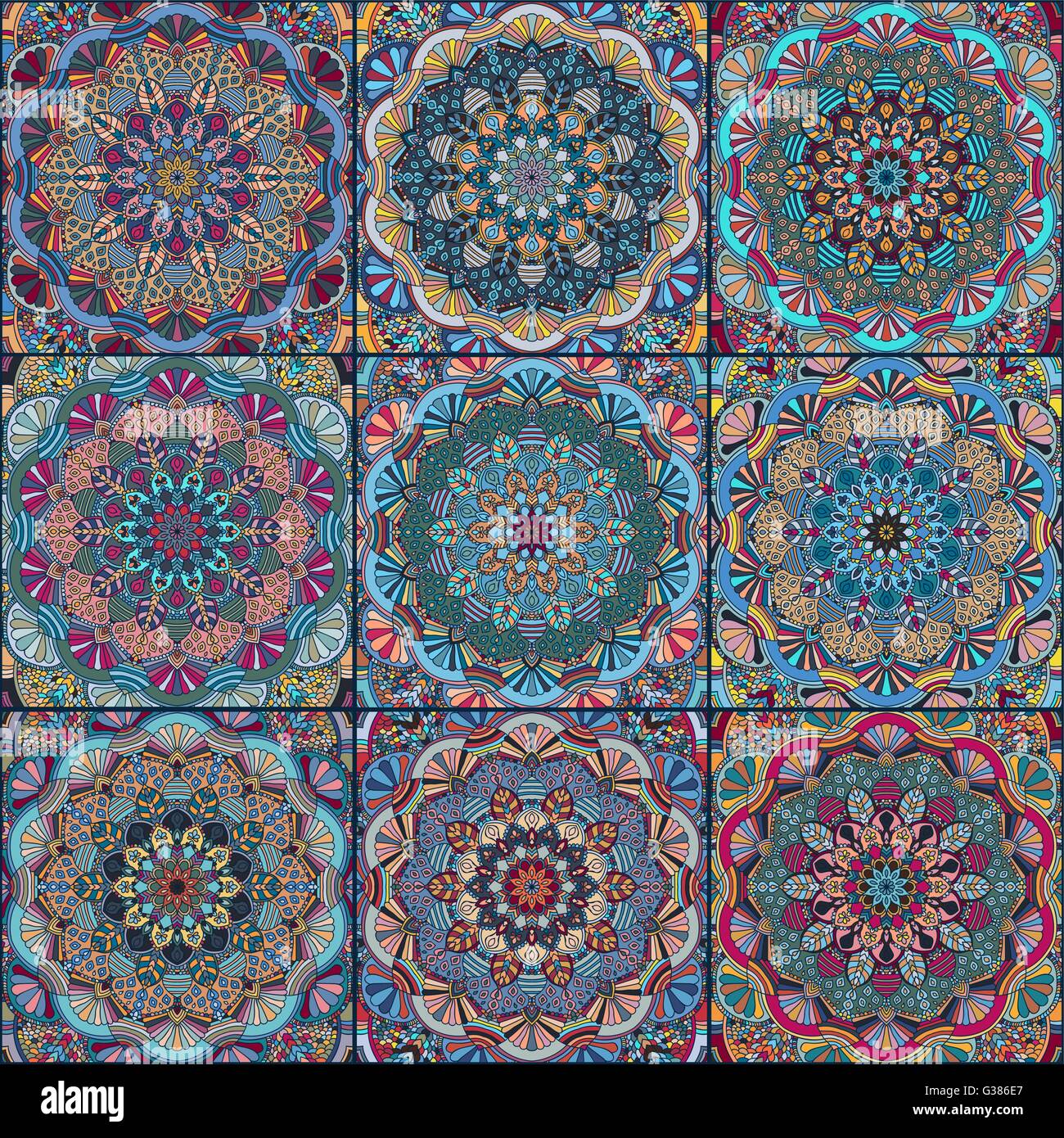 Dark Blue Square Tile Boho Pattern Stock Vector Image & Art - Alamy