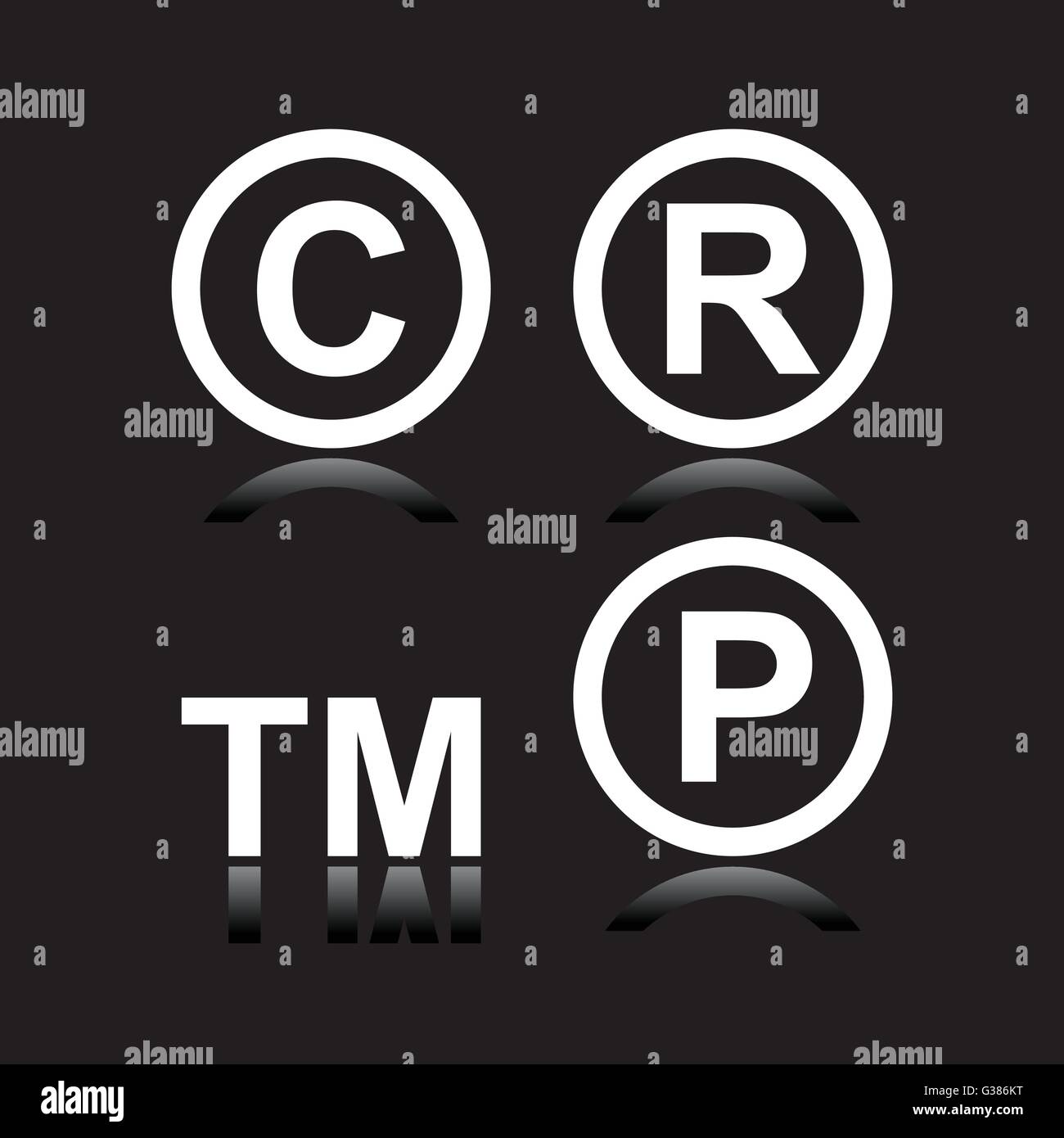 Set of infringement symbols in black background Stock Vector Image ...