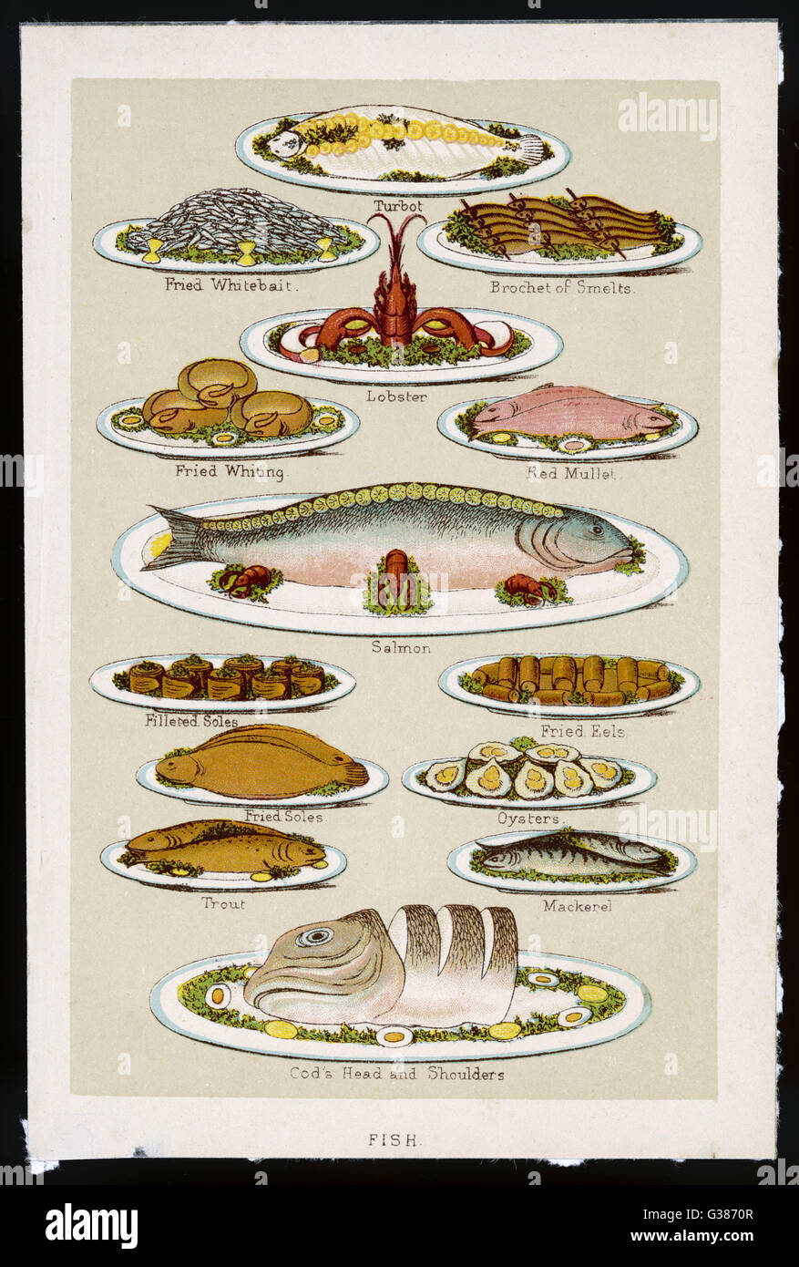 Fish dishes Date: circa 1890 Stock Photo - Alamy