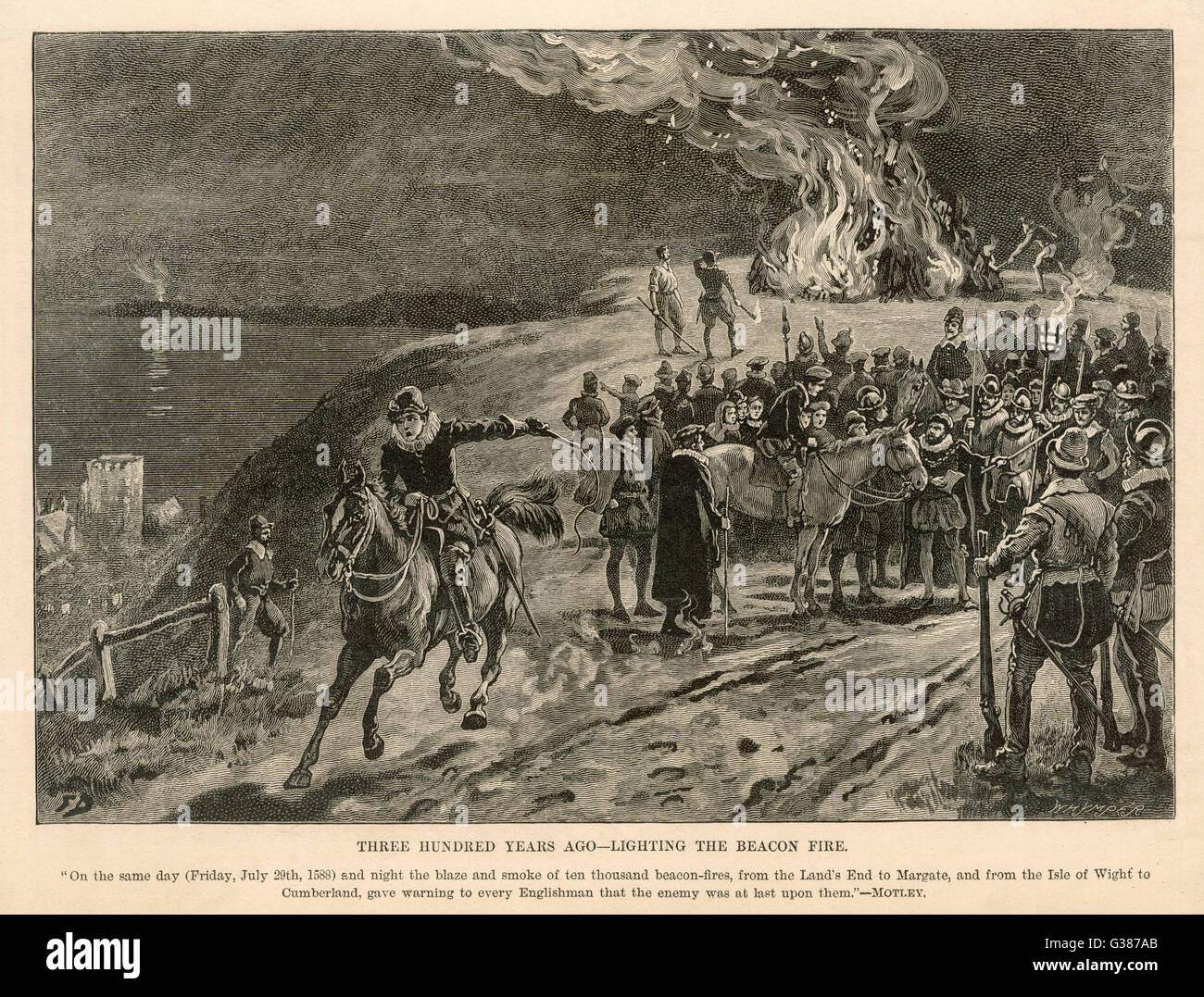 The Spanish Armada Beacon-fires warn of the approach of the Spanish ...