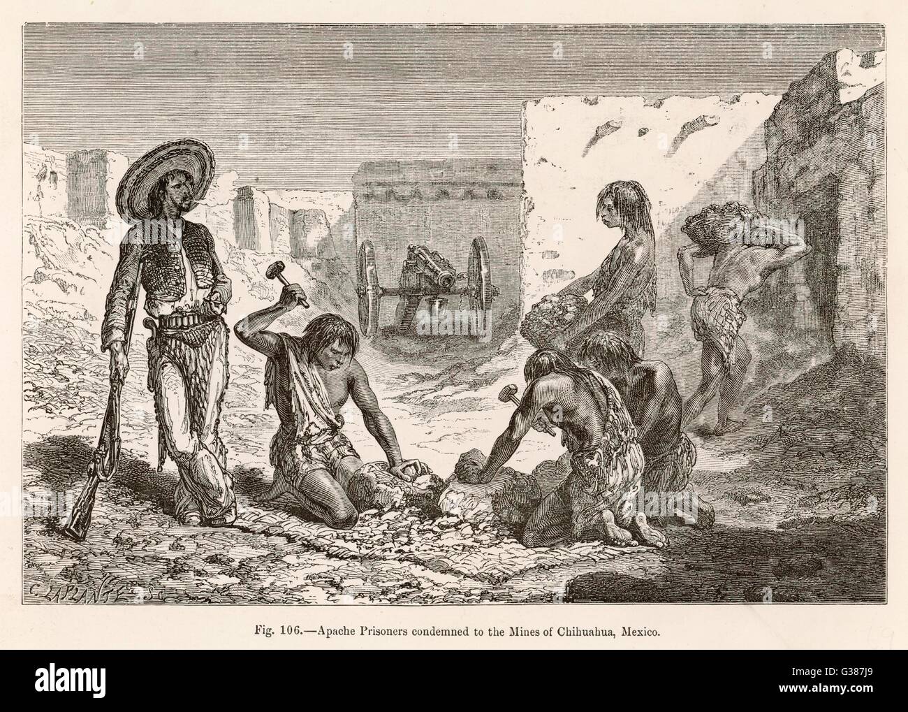Apache prisoners condemned to the Mines of Chihuahua, Mexico. Date ...
