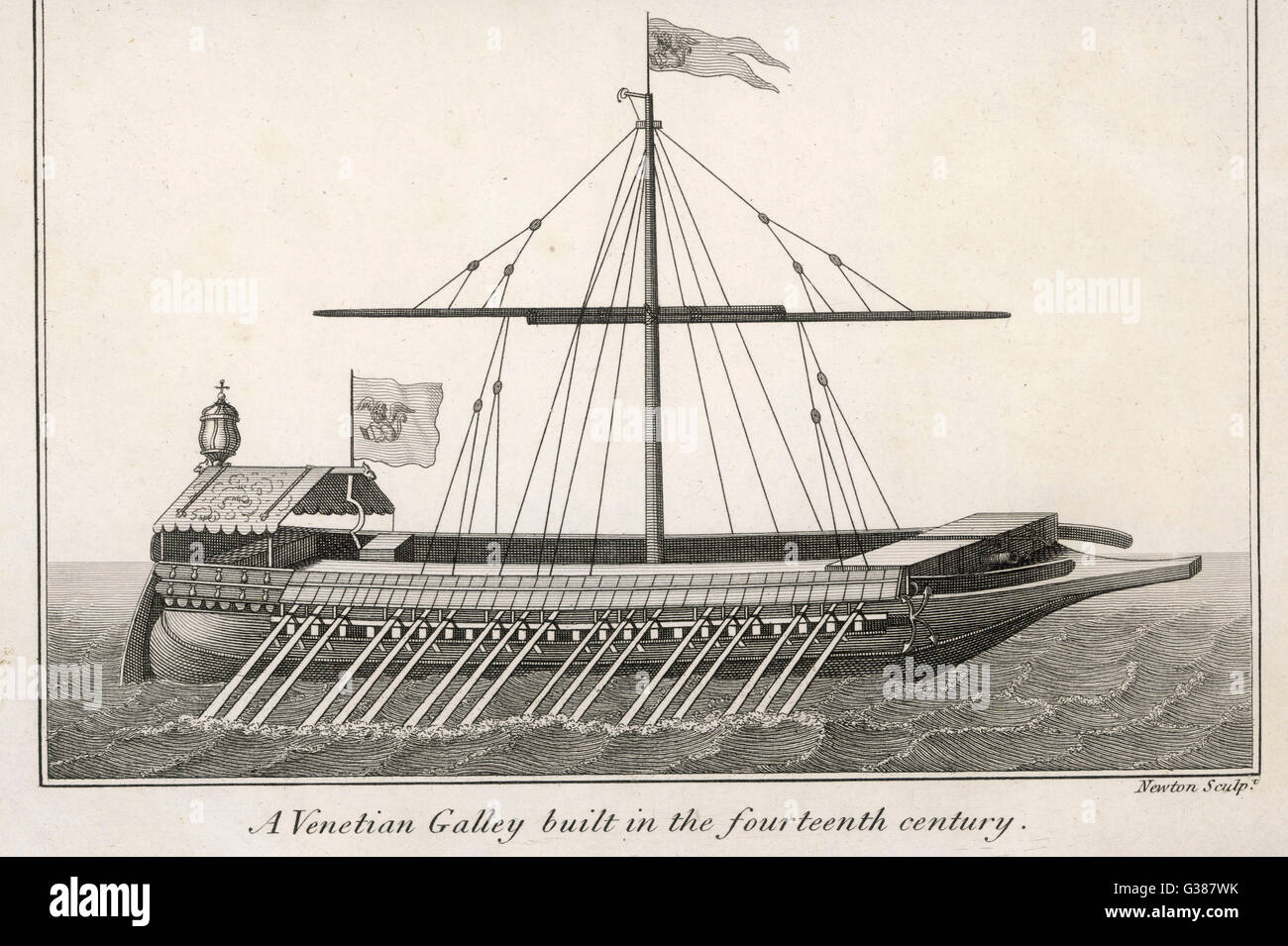 A Venetian Galley built in the 14th century. Date: 14th Century Stock ...