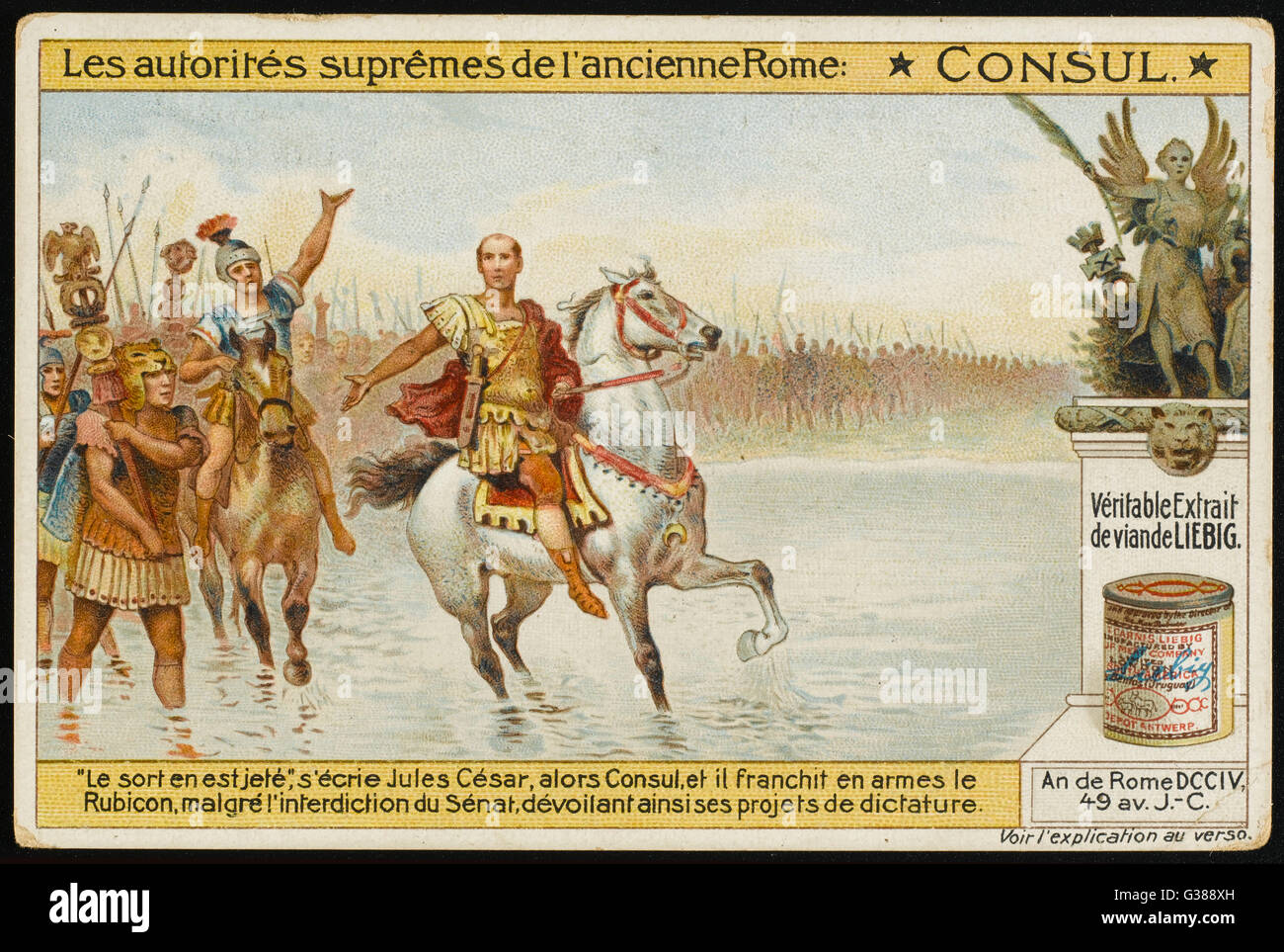 GAIUS JULIUS CAESAR Roman Emperor depicted in the act of crossing the ...