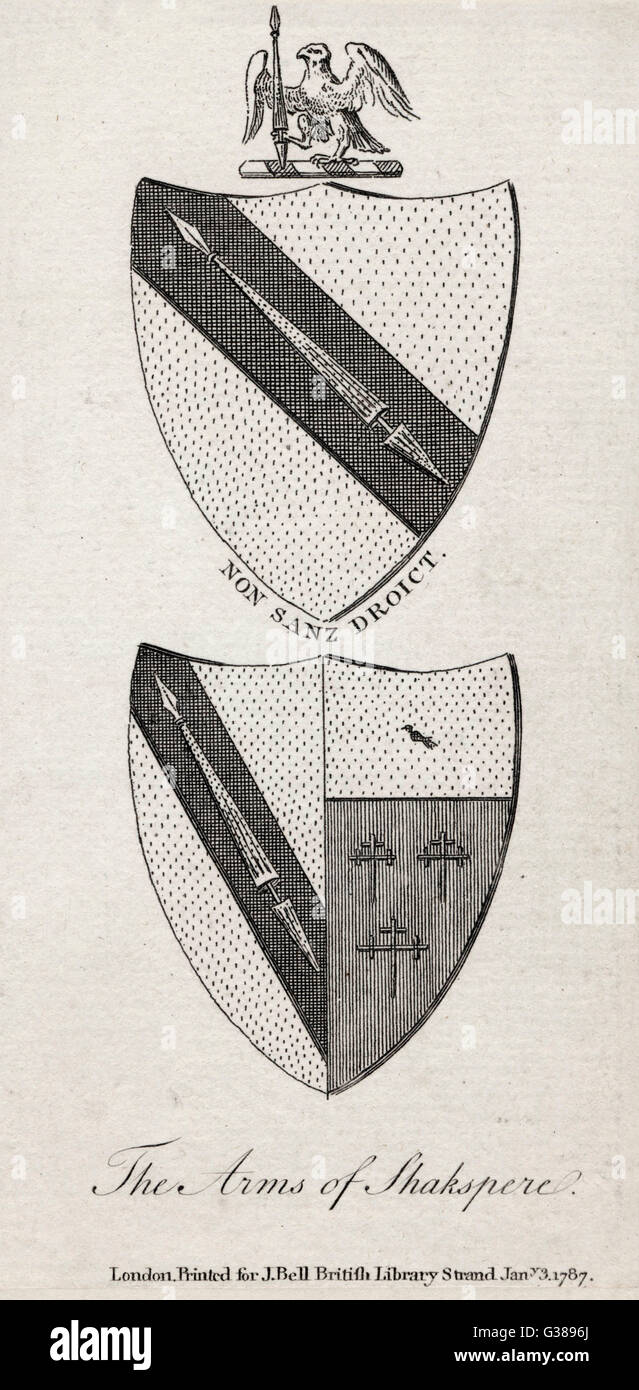 WILLIAM SHAKESPEARE Shakespeare's coat of arms Stock Photo - Alamy