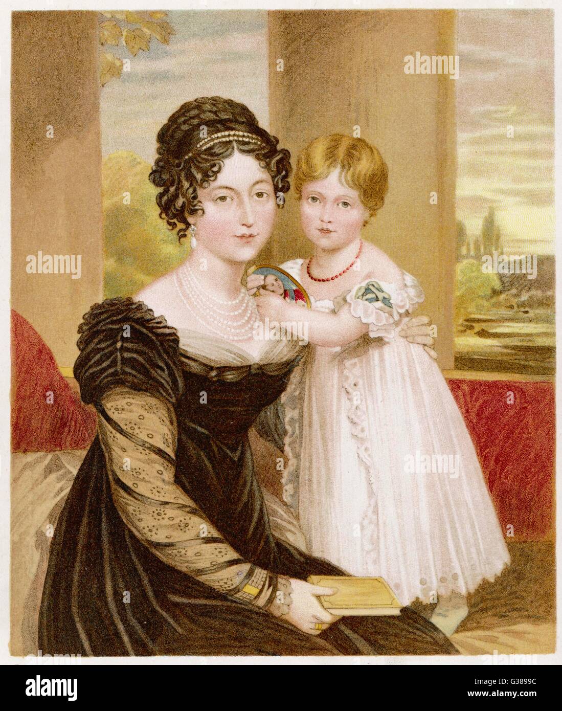Victoria at age two, with her mother, the duchess of Kent Date: 1821 ...