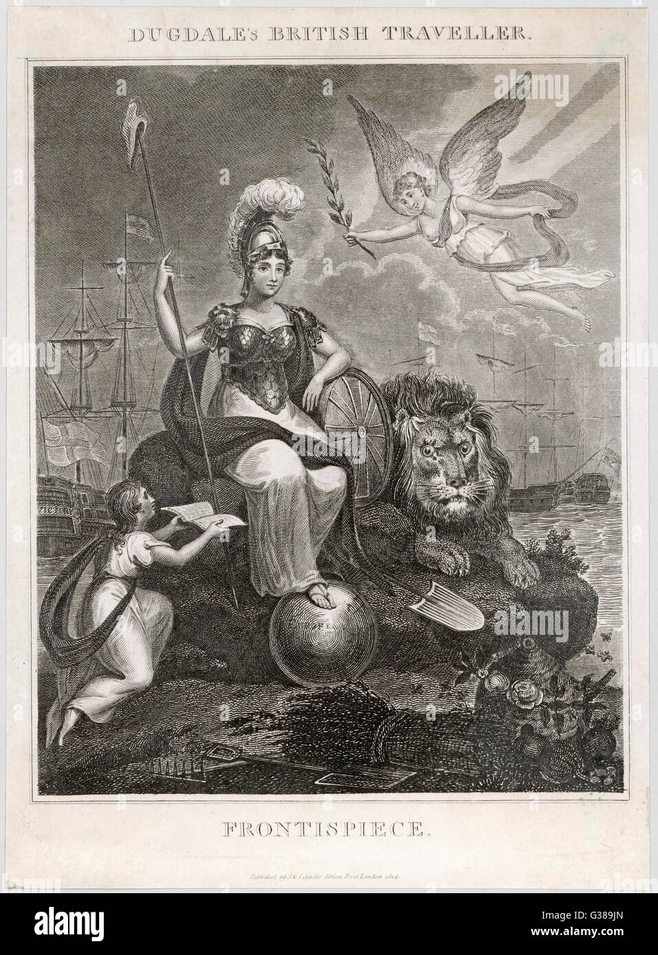 An imperious Britannia with her foot on the shield of Europe Date: 1814 ...