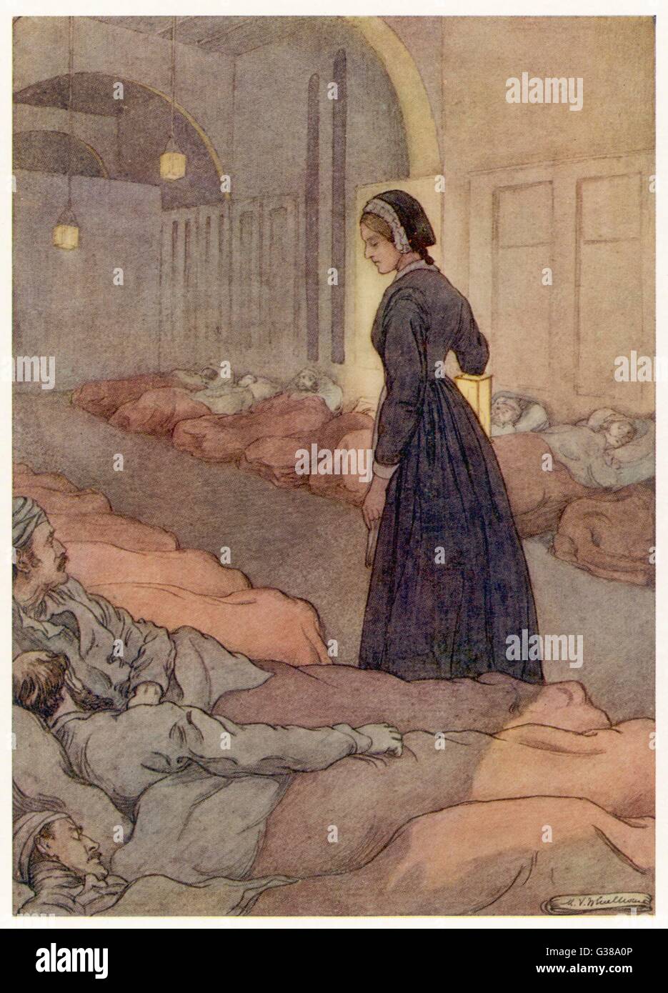 Florence Nightingale in hospital at Scutari Stock Photo - Alamy