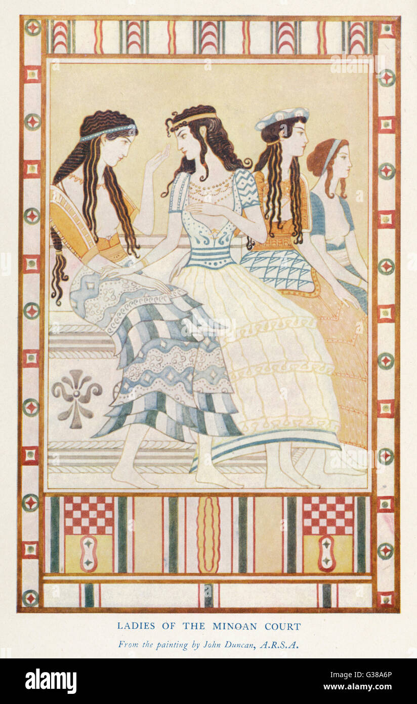 CRETE - Ladies of the Minoan court Date: circa 1100 BC Stock Photo - Alamy