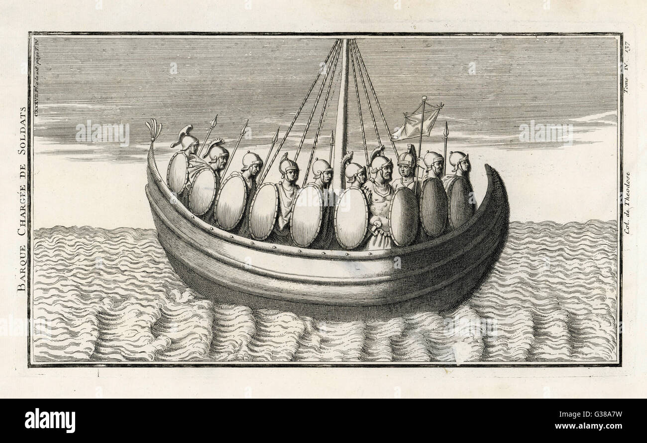 Roman Boat - Soldiers Stock Photo - Alamy