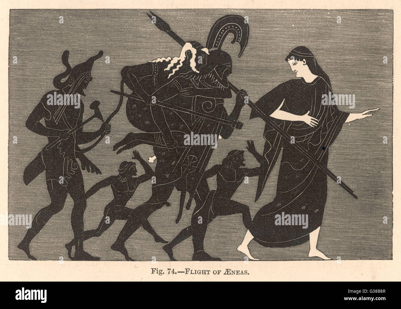 Aeneas, carrying his father Anchises, makes his escape from Troy Stock ...