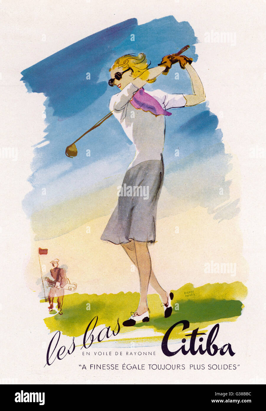 Lady Golfer - 1950 - Advertisement Stock Photo - Alamy