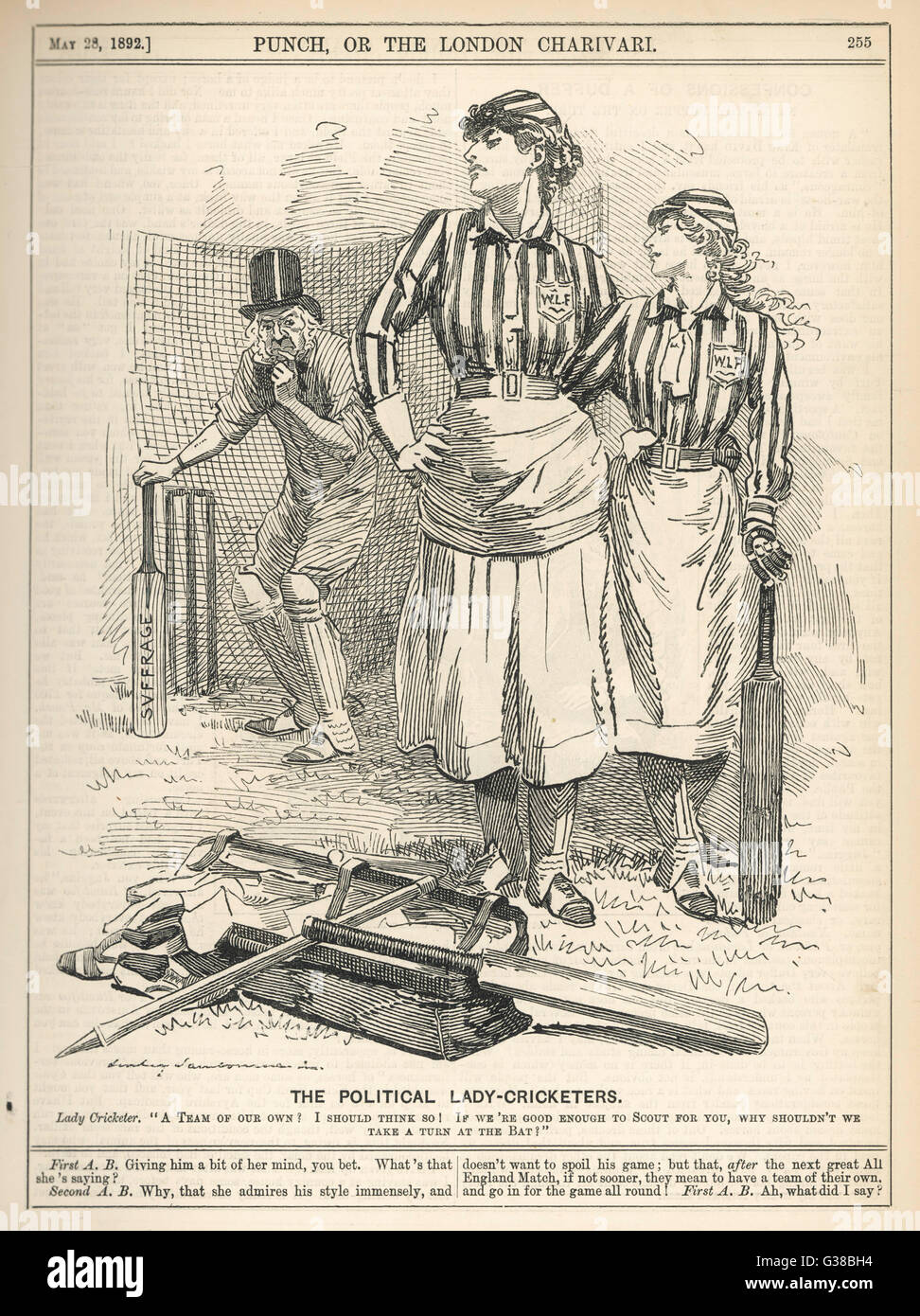 Cartoon, The Political Lady-Cricketers Stock Photo - Alamy