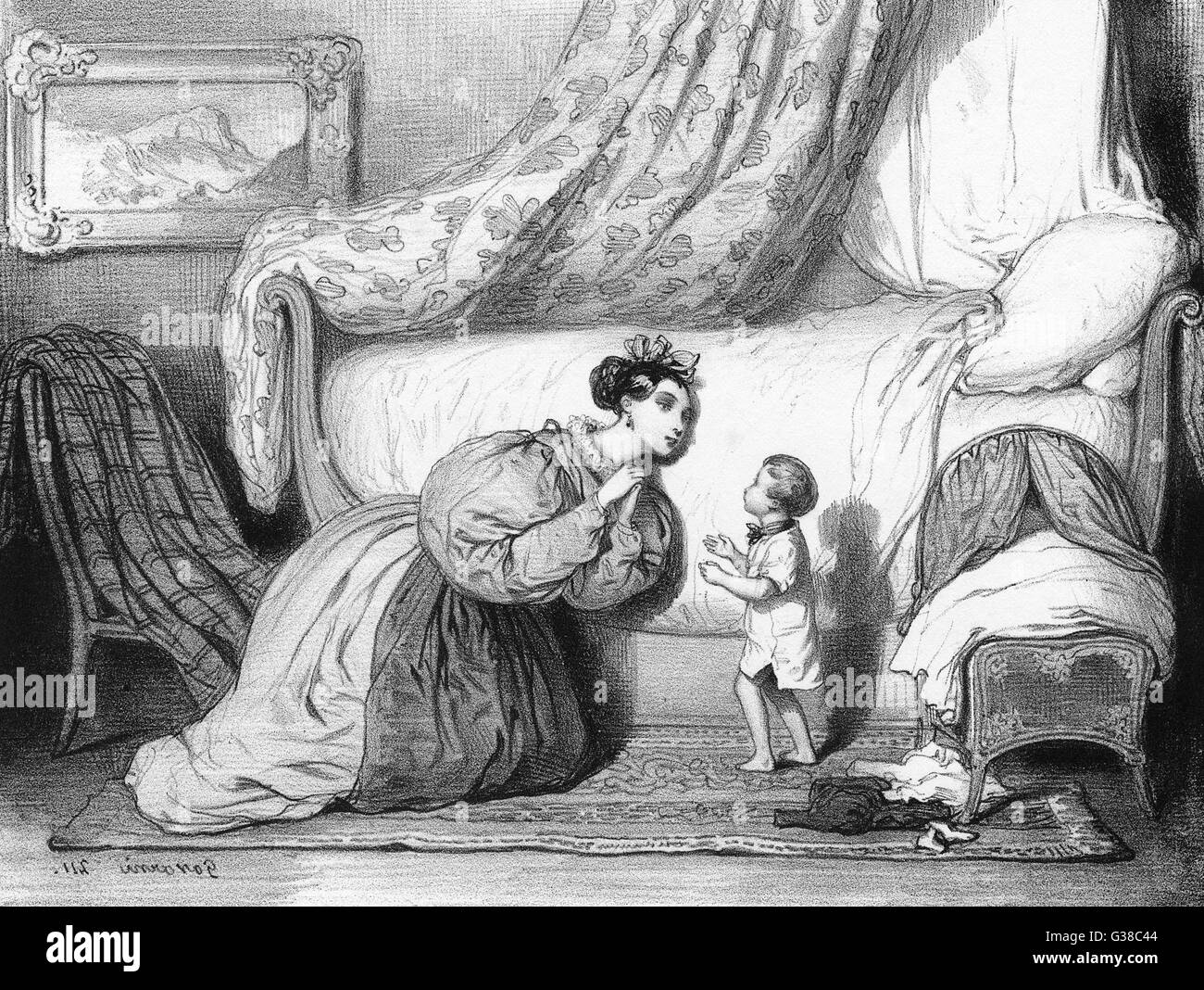 MOTHER BEGS KISS Stock Photo - Alamy