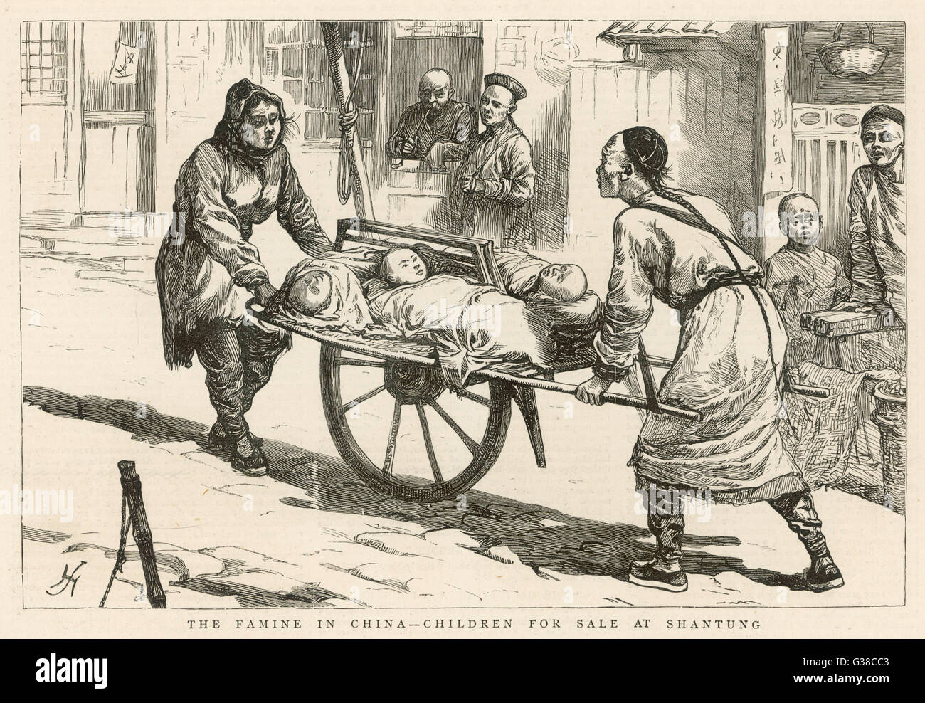Famine - children for sale in Shantung Date: 1877 Stock Photo - Alamy