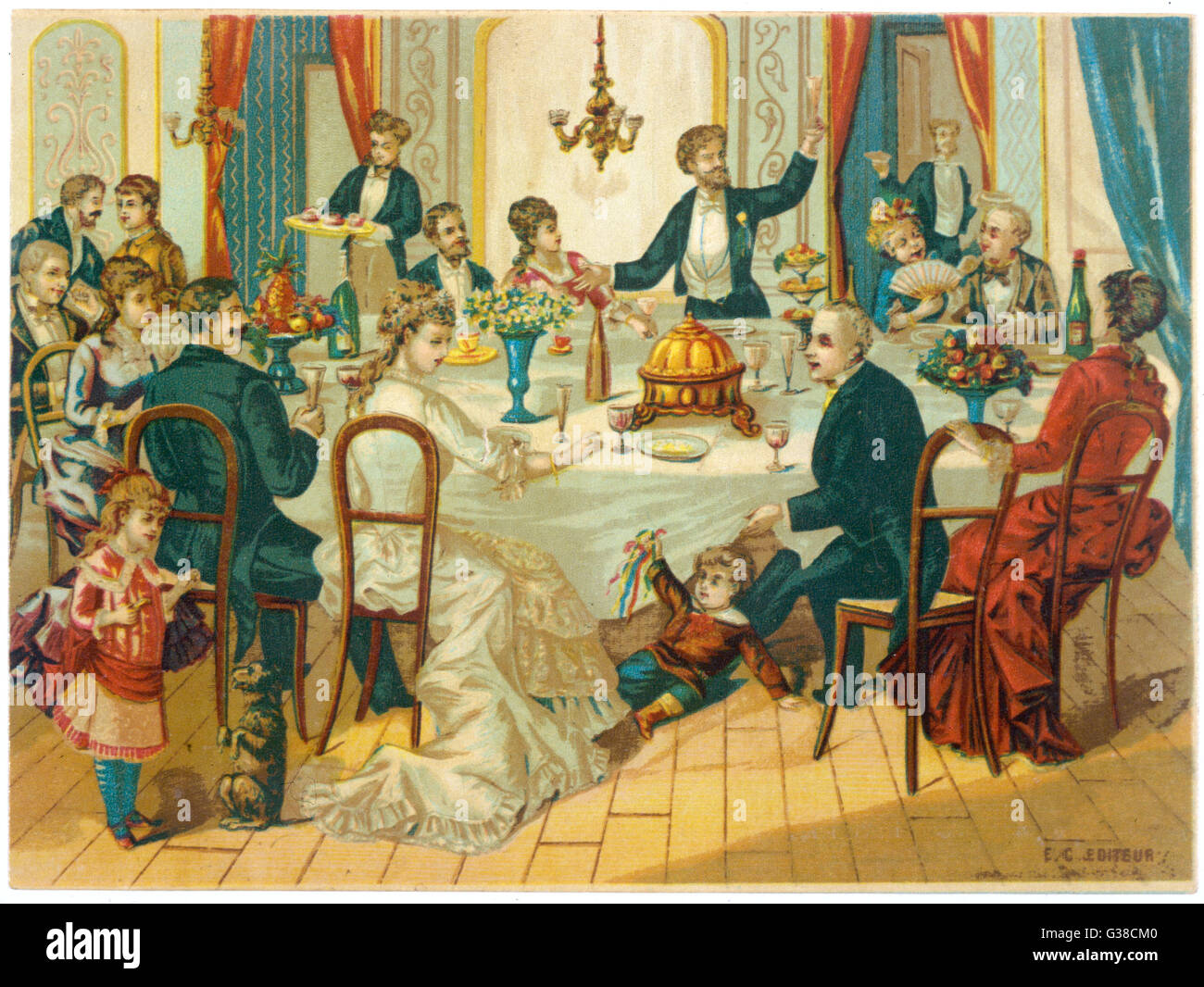 FAMILY DINNER PARTY 1880 Stock Photo - Alamy