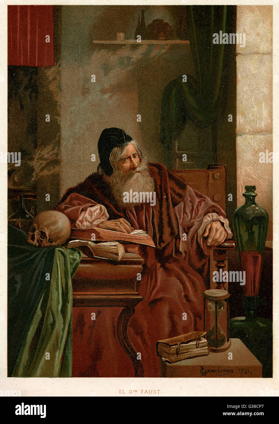 Faust at his studies muses on the power of magic Stock Photo - Alamy