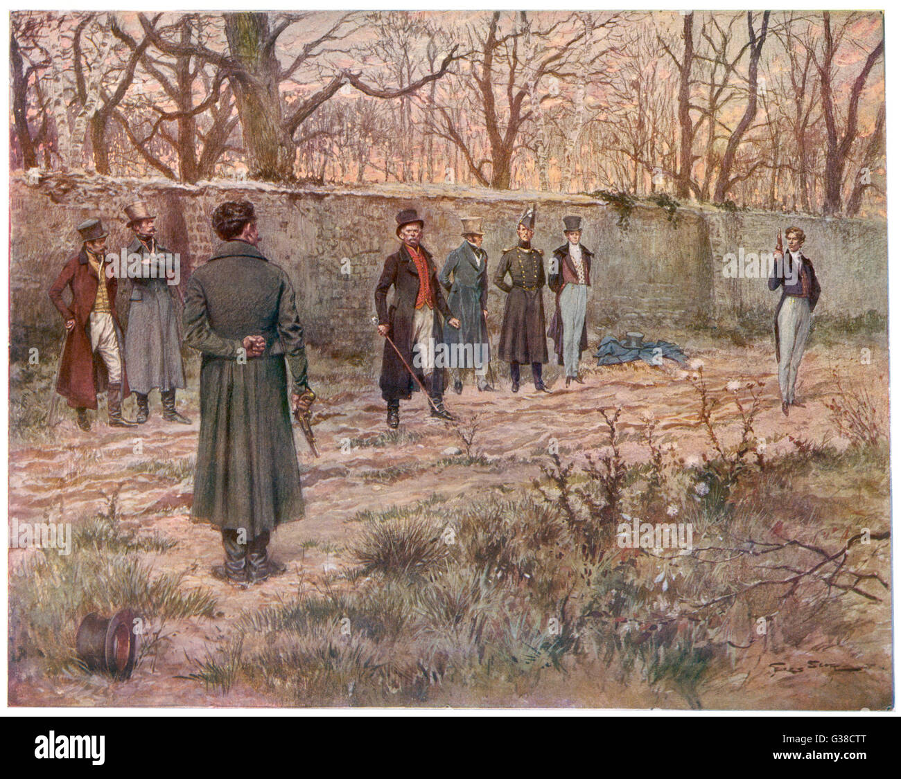 A duel with pistols : preparing to fire Date: 1815 Stock Photo - Alamy
