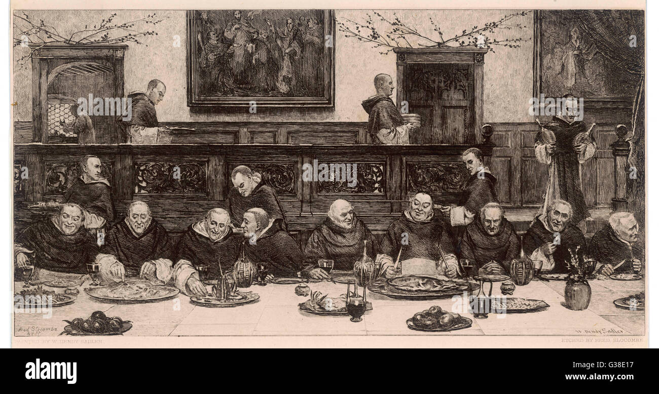 Monks at Dinner Stock Photo - Alamy