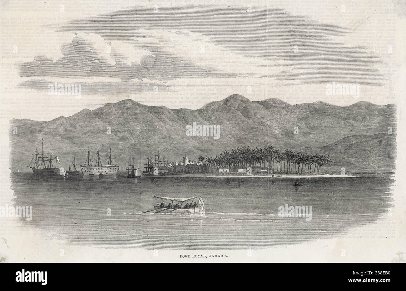 The dramatic harbour setting the town port royal hi-res stock ...