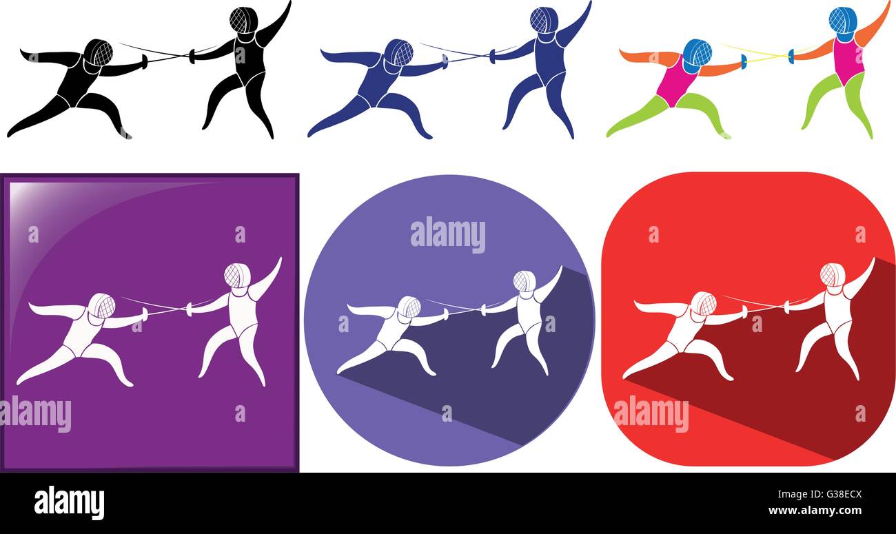 Sport icon for fencing in three designs illustration Stock Vector Image ...