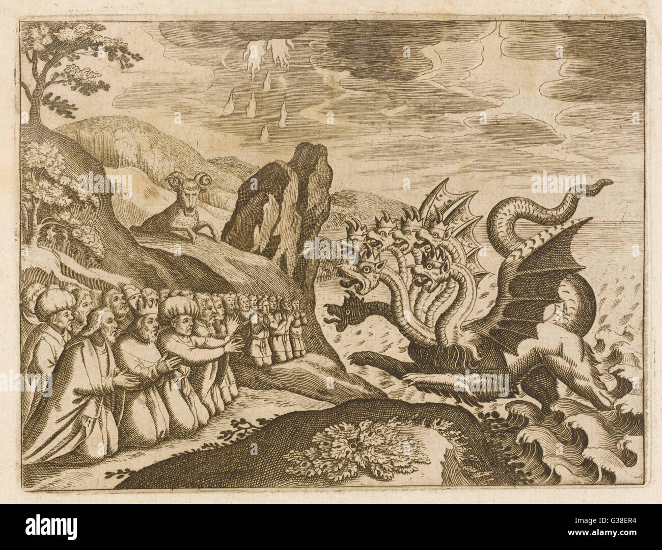 The great seven-headed beast of the Apocalypse Stock Photo - Alamy