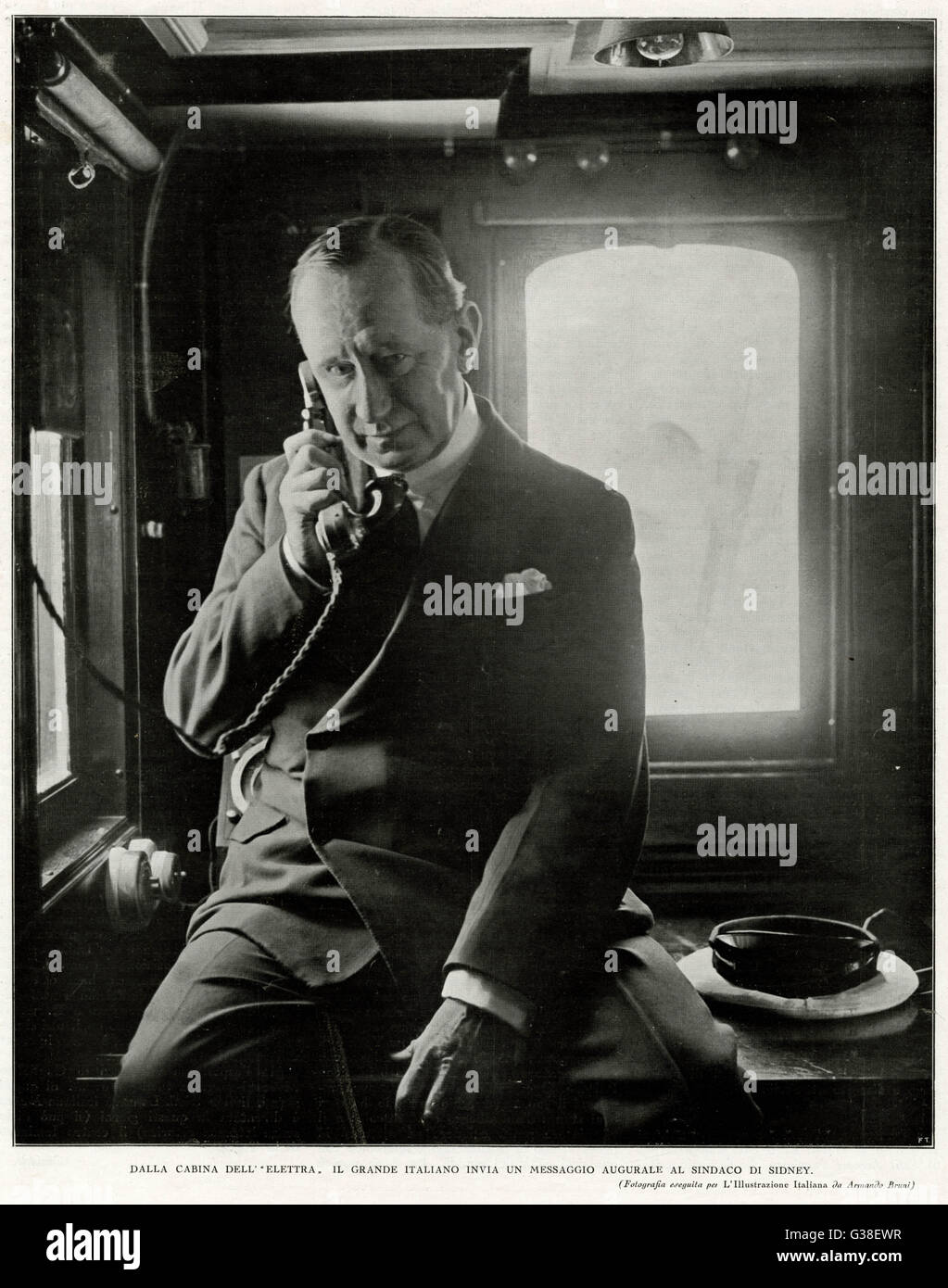 GUGLIELMO MARCONI Italian inventor, in the cabin of the 'Electra ...