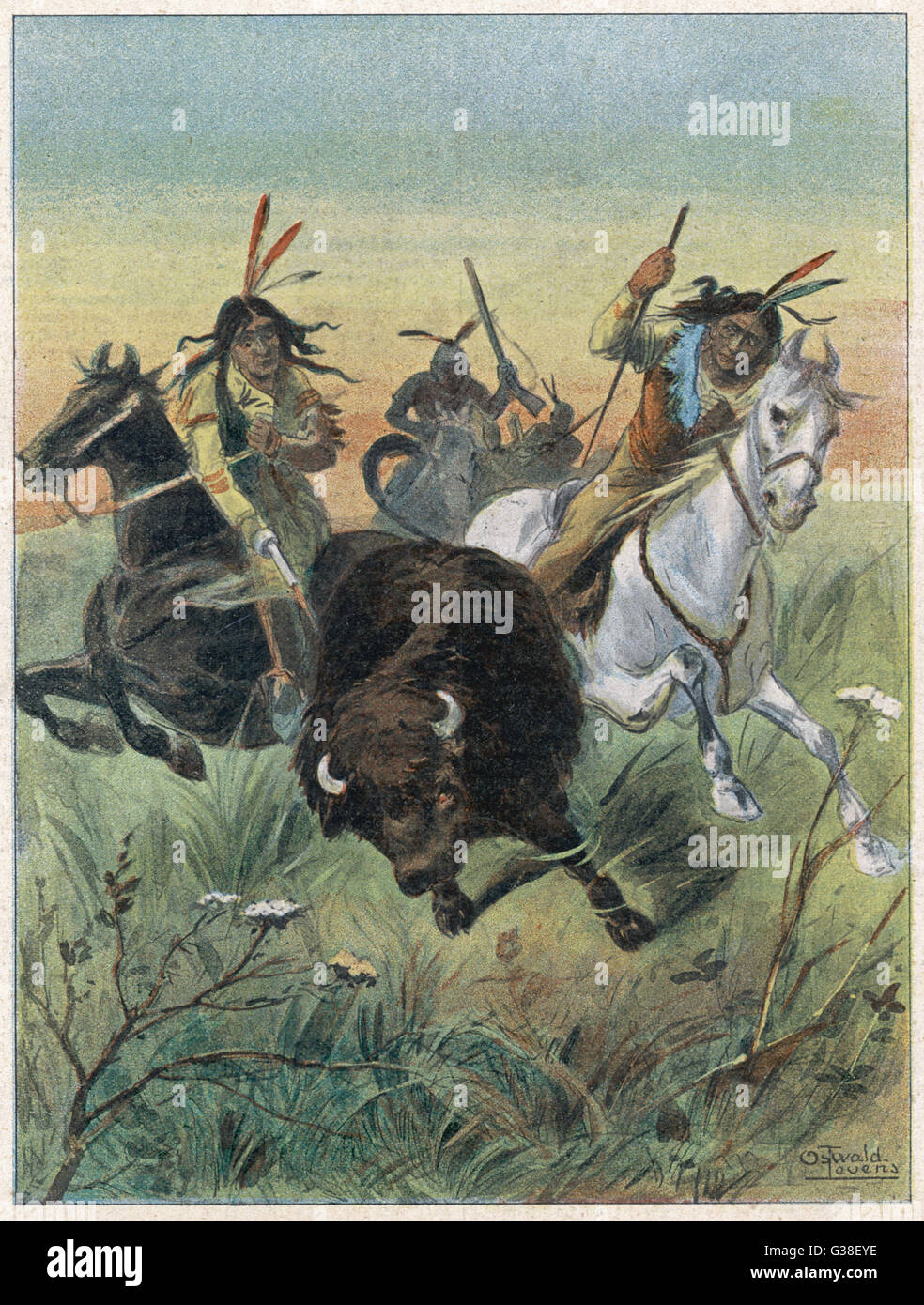 Native americans hunting buffalo hi-res stock photography and images ...