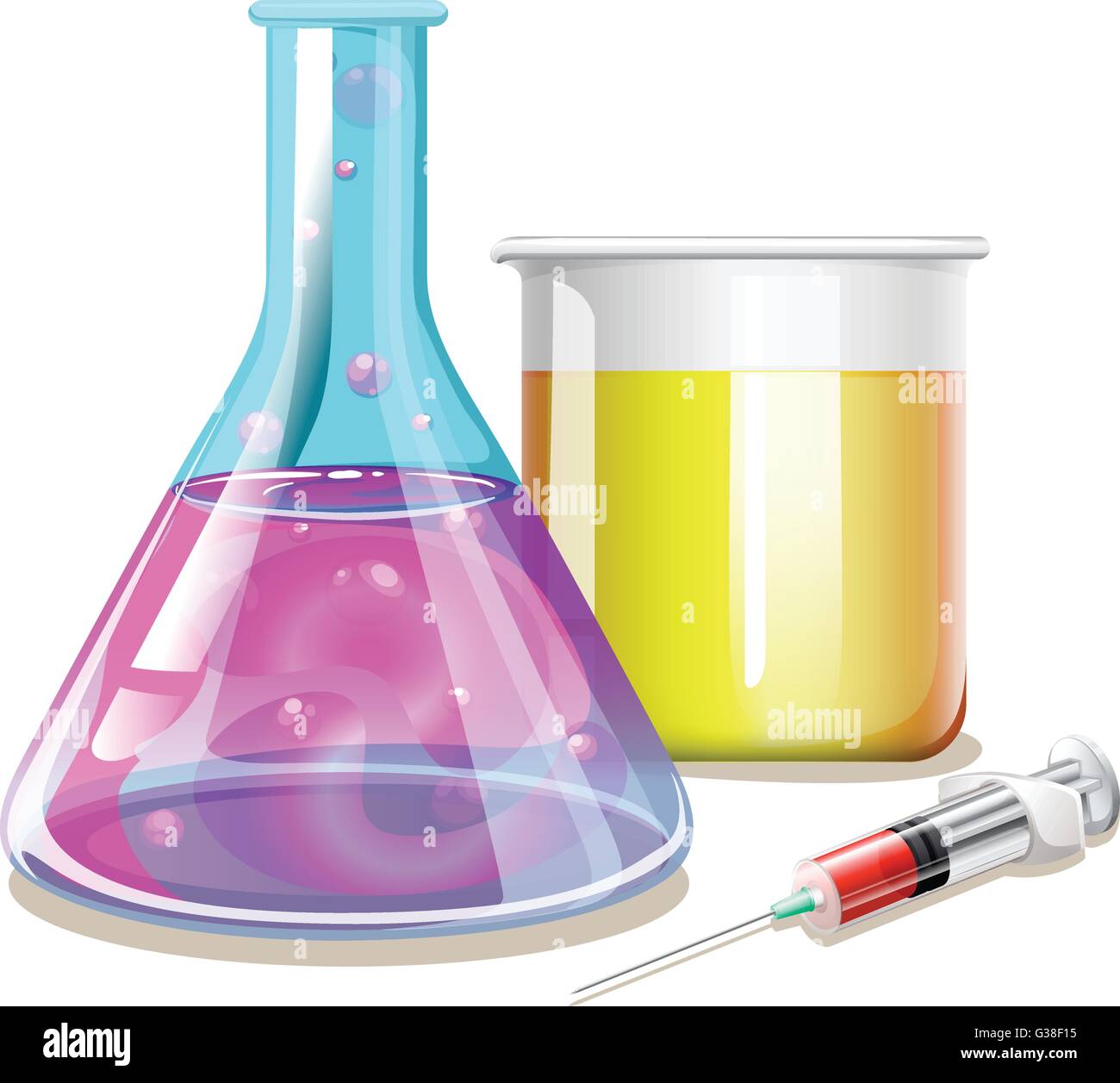 Chemical in glass beakers illustration Stock Vector Image & Art - Alamy