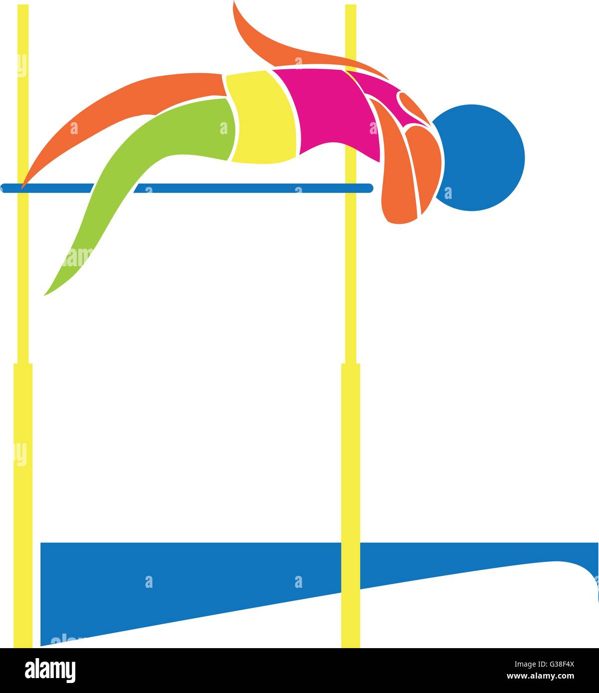 Sport icon design for high jump in colors illustration Stock Vector ...
