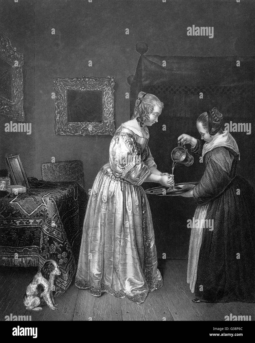 DUTCH LADY WASHES HANDS Stock Photo - Alamy