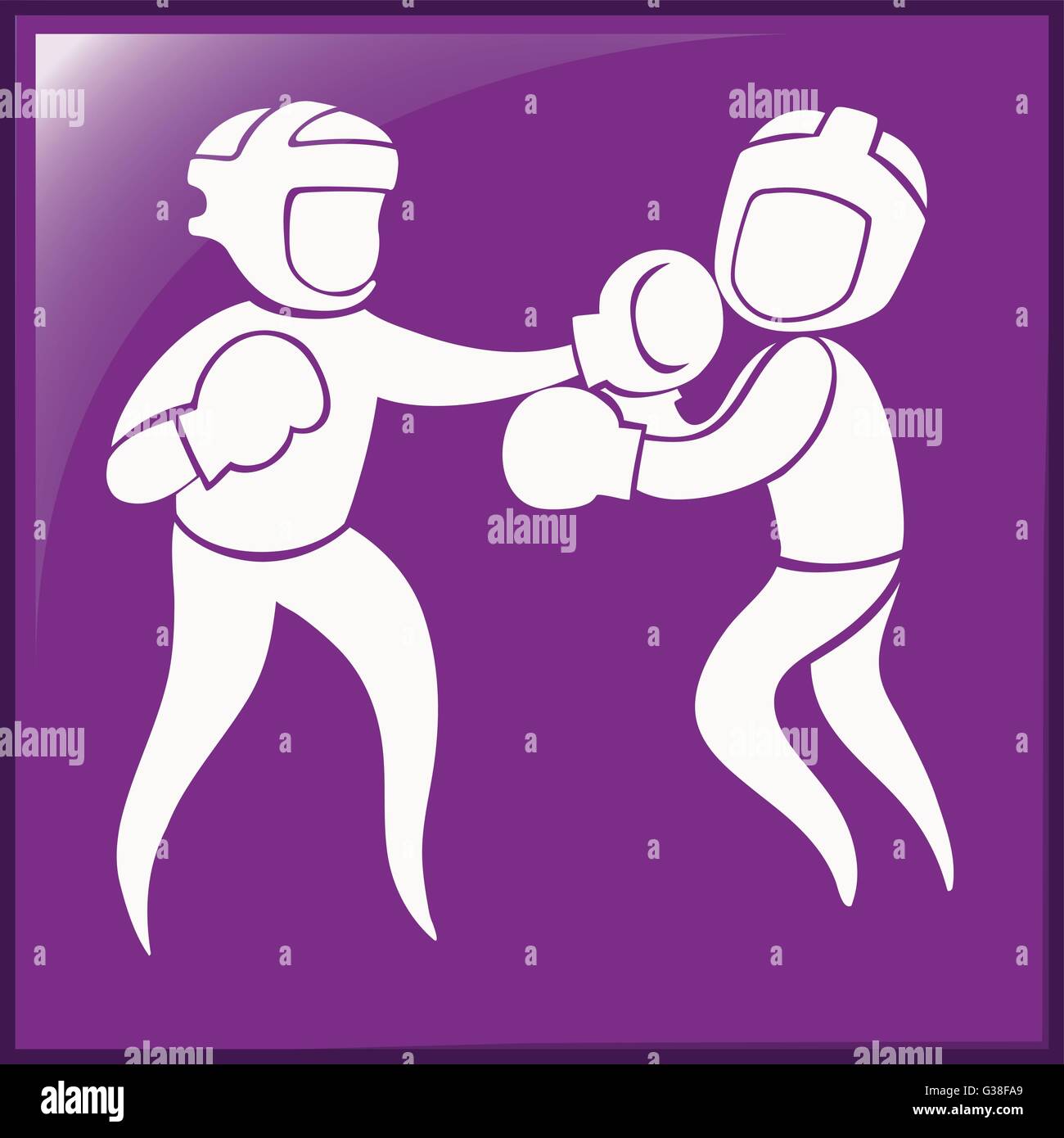 Sport icon design for boxing on purple background illustration Stock ...