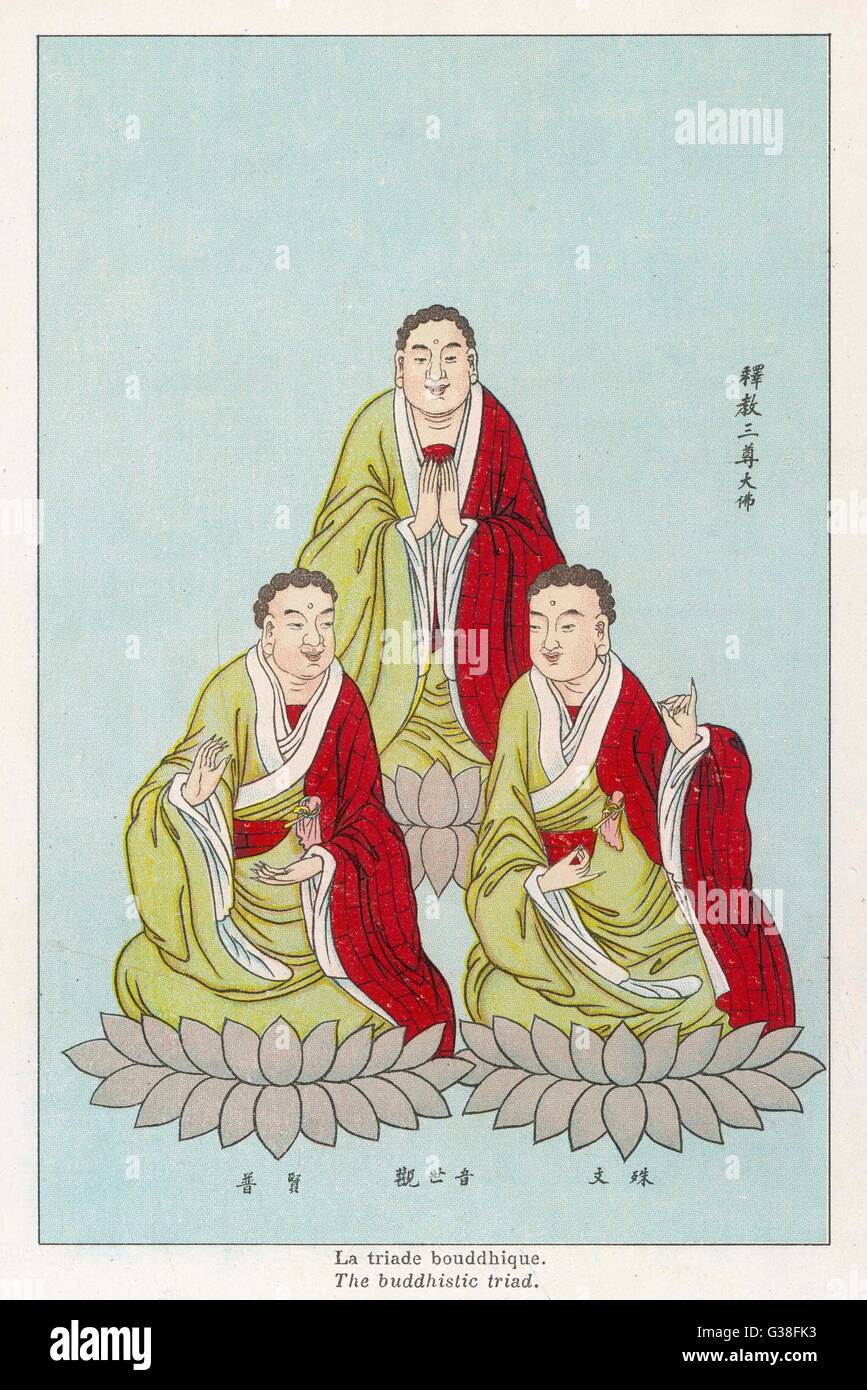 Buddhist Triad Chinese Buddhas Che Kia Fou High Resolution Stock ...