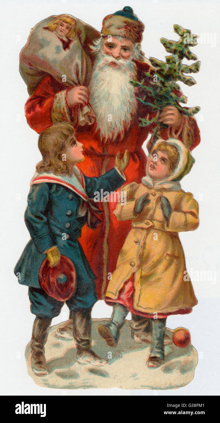 Santa with Children Stock Photo - Alamy
